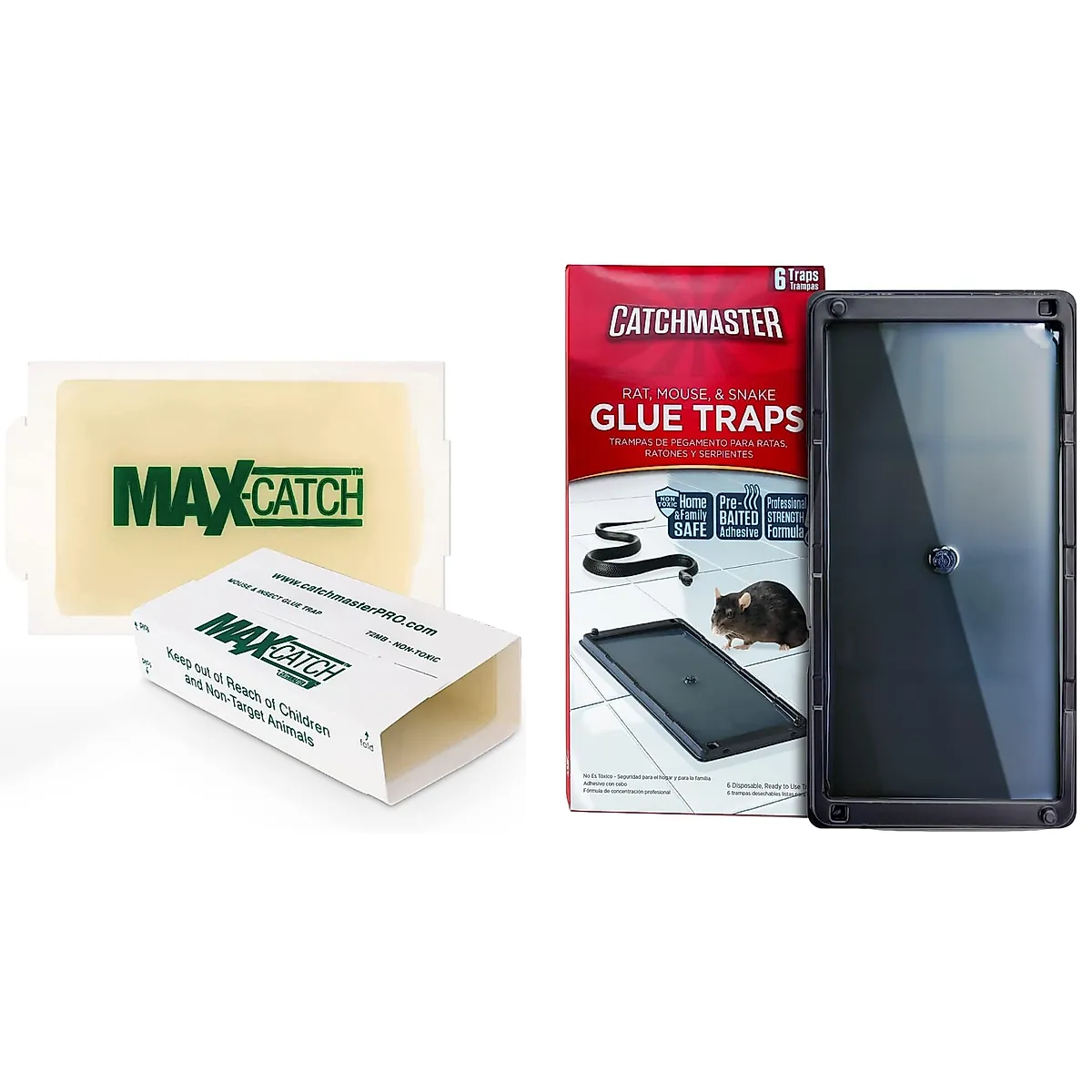 Catchmaster Mouse & Pest Glue Board Bundle, 36 Unscented Glue Boards & 6 Pack Large Glue Traps, Rat & Mouse Traps Indoor for Home, Pest Control
