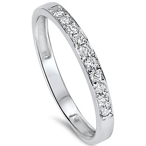 P3 POMPEII3 1/4ct Diamond Stackable Wedding Ring 14K White Gold - Size 4.5