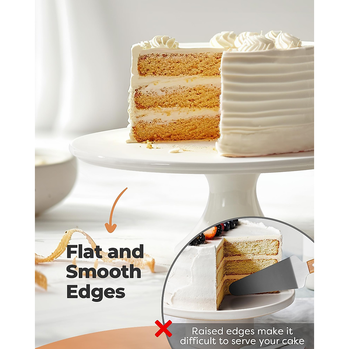 Kootek White Cake Stand, 10 x 10 Inches Porcelain Cake Plate Cake Pedestal Stand Display Dessert Stand for Party, Wedding, Birthday, Baby Shower