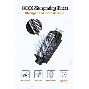 Electric Pencil Sharpener RIYO Heavy-Duty Helical Blade Auto Pencil Sharpener with Battery Operated for No.2(6-8mm) Pencils and Colored Pencils in School/Office/Home,Black(Not Included AC Adapter)