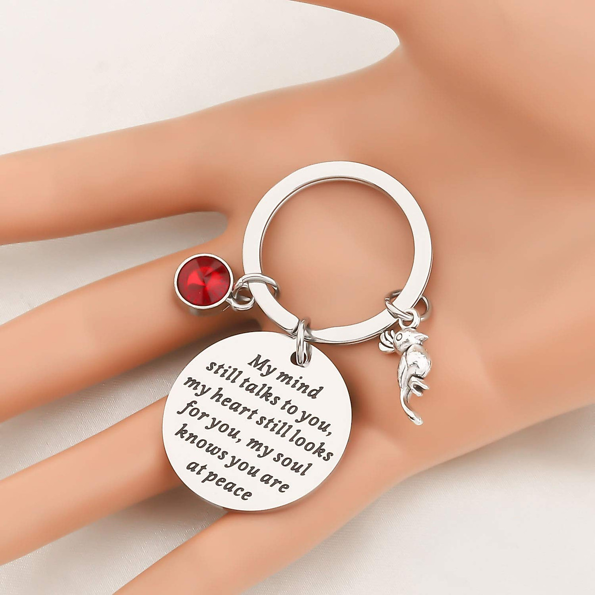 Memorial Gift In Memory Of Loved One Angel Wing Keychain In Loving Memory Gift My Mind Still Talks To You Keyring Cardinal Charm (Cardinals at peace)
