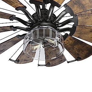 Springer Collection 60-Inch 12-Blade Distressed Walnut Coastal Windmill Ceiling Fan, Bronze