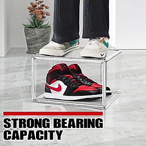 EZJOB 4 Pack Sneaker Storage for Sneakerheads 14.1 * 10.6 * 9in Shoe Boxes Crates Clear Plastic Stackable Boot Display Case
