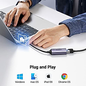 UGREEN USB C to Ethernet Adapter, Gigabit RJ45 to USB 3.0 Type-C (Thunderbolt 3) Ethernet LAN Network Adapter, Compatible with MacBook Pro 2020/2019/2018/2017, MacBook Air, Mac Mini 2023, Dell XPS