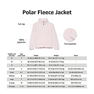 Amazon Essentials Girls' Polar Fleece Full-Zip Mock Jacket, Light Pink, Small