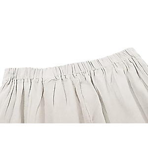 ebossy Women's Summer Drawstring Elastic Waist Cotton Linen Utility Beach Palazzo Pants Pockets (S, White)