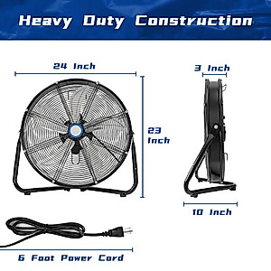 HICFM 4600 CFM 20 inch Heavy Duty Shroud Fan with Barrel and Powerful 1/5 HP Motor, High Velocity Air Circulator for Workshop, Garage, Commercial or Industrial rooms - UL Safety Listed