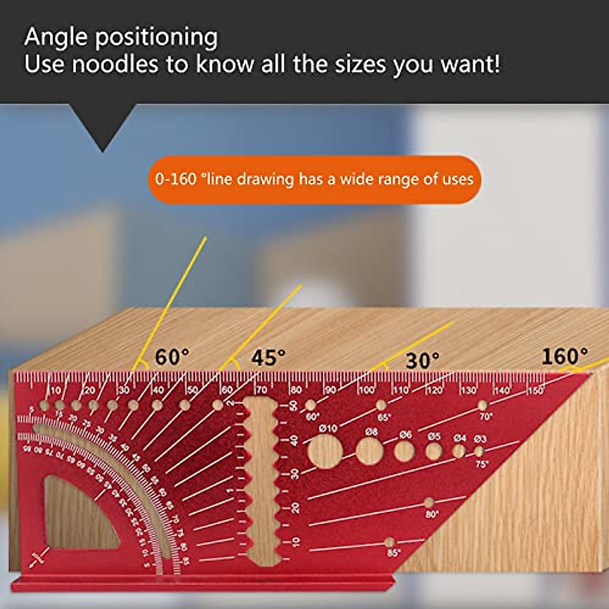 Professional Mitre Ruler with Clear Scale Angle/Drilling Locator Mitre Measuring Gauge Easy Operation Woodworking Measuring Gauge Ruler Line Drawing Device Mitre Measuring Measure Tool