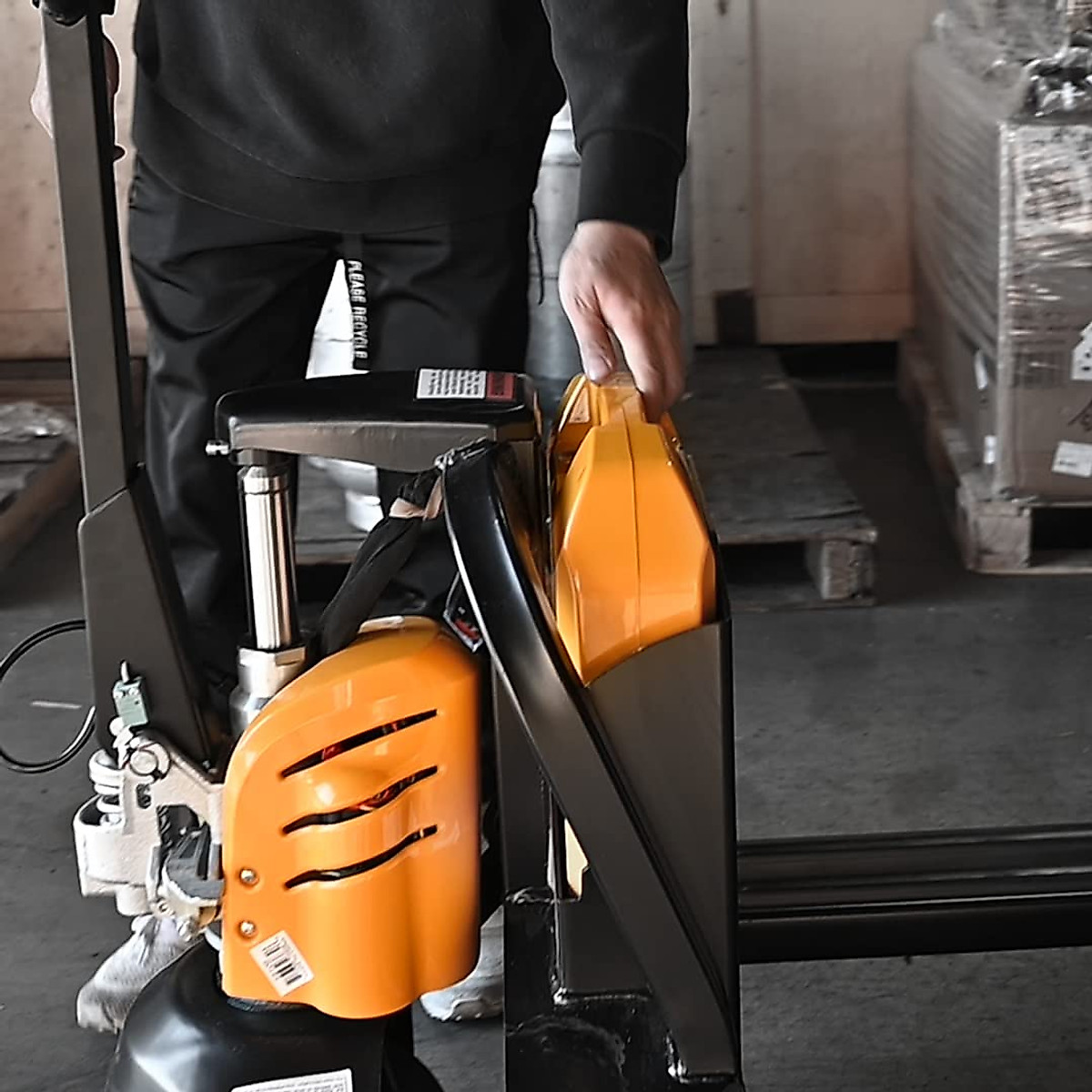 Stark Walkie Full Electric Pallet Jack Lithium Powered 3,300Lbs Capacity 45" x 27", Multi-Function Operation Handle, 2 Unit