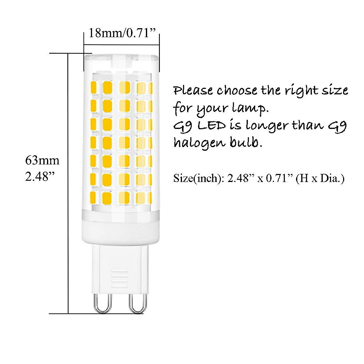SumVibe G9 LED Bulb, 6W G9 LED Bulb Dimmable, G9 Halogen Bulb 60 Watt Equivalent, Daylight White 6000K G9 Bulb 550 Lumen,12-Pack