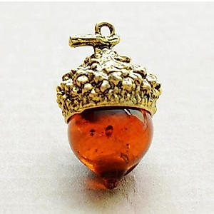 Harlex(TM) Acorn Top Pendant Antique Bronze Silver Gold Plated Water Drop Glass Acorn Oak Pendant Necklace For Women Gift