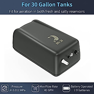 Uniclife Aquarium Air Pump Battery-Operated with Air Stone and Airline Tubing Portable Outdoor Fishing Oxygen Pump for 30 Gallon Fish Tank