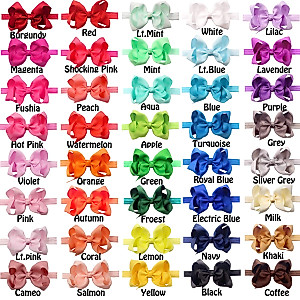 CÉLLOT Baby Girls Headbands Grosgrain Ribbon 4.5" Hair Bows Headband Big Bow Hair Bands for Toddler Pack of 40