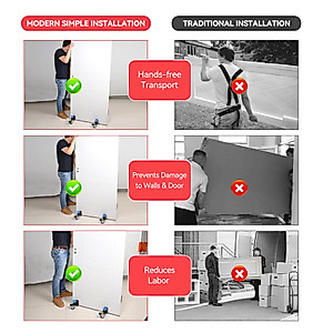 Door Installation Dolly Kit with Wheels - Interior Door Install Tools for Most Pre-Hung or Slab Doors, Plywood Dolly Protect Your Back – Commercial & Residential Use (Black)