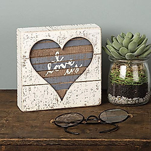 Primitives by Kathy Hand-Lettered Slat Box Sign, I Love Us