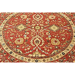 Unique Loom Edinburgh Collection Classic Oriental Traditional French Cottage Inspired Intricate Design Area Rug, 6 ft x 6 ft, Red/Beige