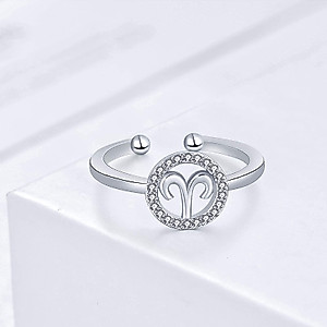 Dreamboat Aries Ring for Women 925 Sterling Silver Cubic Zirconia Aries Constellation Ring Zodiac Signs Jewelry Gifts