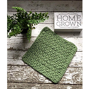 Crochet Kitchen Dish Cloths Fall Harvest Green Beige Orange Yellow Wash Cloth Crochet Cotton Dishcloths Set of 3