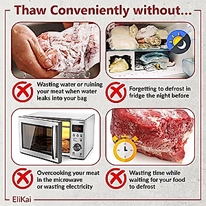 4-in-1 Defrosting Tray for Frozen Meat with Cutting Board, Knife Sharpener & Garlic Grater - Self Thawing Tray & Non-Slip Red Chopping Boards by EliKai