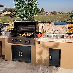 Stanbroil BBQ Access Door - 17W x 23H Inch Wall Construction Flush Mount Single Vertical Door for Outdoor Kitchen, BBQ Island, Grilling Station, Outside Cabinet - Black