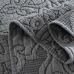 Travan 3-Piece King Quilt Set Quilted Bedspread Oversized Microfiber Lightweight Bedspread Coverlet Set with Shams Bedding Set for All Season, Grey, King