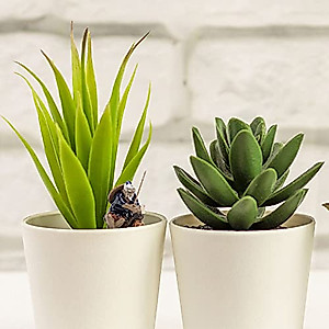 Cabilock Mini Fisherman Figurines Ceramics Chinese Mudman Sitting Fishing Garden Statue Ornament for Fish Tank Micro Landscape Bonsai Fairy Garden Decorations