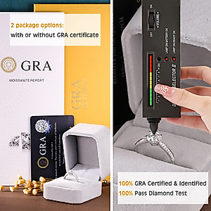 LEXLUNE Moissanite Rings for Women, 1CT GRA Certified D Color VVS1 Clarity Lab Created Diamond, Solitaire Moissanite Wedding Ring, Moissanite Engagement Ring, Moissanite S925 Silver, Moissanite