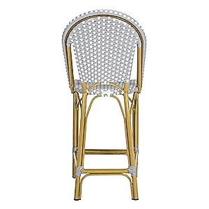Safavieh PAT4019B Collection Gresley Grey and White Indoor/Outdoor Stacking French Bistro Counter Stool