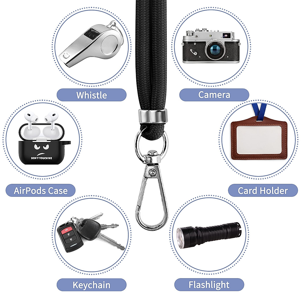 CACOE Cell Phone Lanyard 2 Pack-1× Adjustable Neck Strap,1× Wrist Strap,2× Pads,Universal Crossbody,Multifuctional Compatible with Most Smartphones(Black)