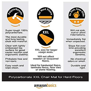 Amazon Basics Polycarbonate Office Chair Mat for Hard Floors, Large - 59 x 79-Inch, Clear