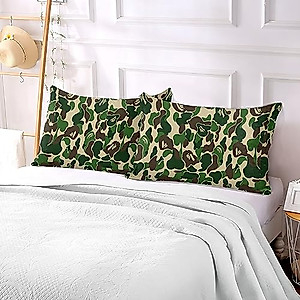 Camouflage Green Pillow Cases Standard Size Breathable Skin-Friendly Velvet Pillow Covers Soft Cozy Pillowcase for Bedroom Sofa Couch Home Decoration