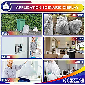 OKKEAI 8 Gallon Trash Bags 30L Garbage Bags Medium White Kitchen Trash Bags Wastebasket Liners for Bathroom,Home Office, Lawn,60 Count,Clear (Fits 7-10 Gallon Bins)