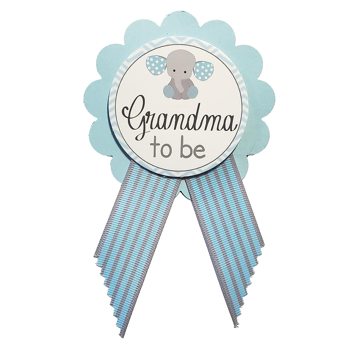 Elephant Grandma to be pin badge for Baby Shower It's a boy Blue & Gray Gender Reveal