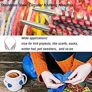 9 Pieces Size Marked US 0-15 Circular Knitting Needles Stainless Steel Knitting Needles Set for Beginner (16 Inch)