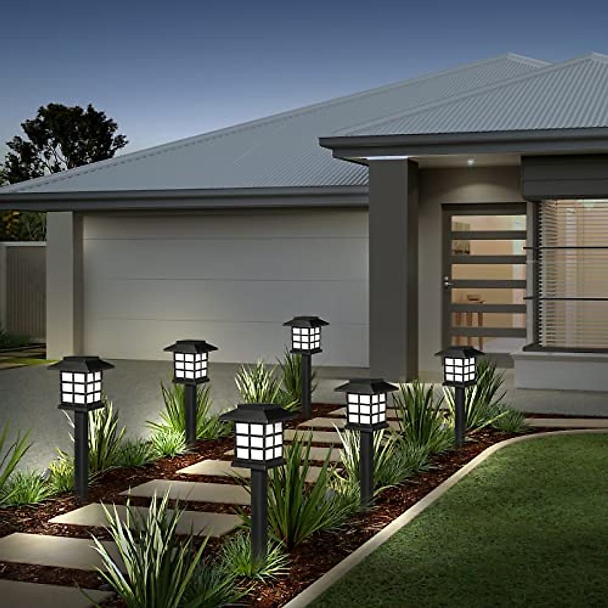 PARTPHONER Solar Outdoor Pathway Lights 16 Pack, Waterproof Garden Walkway Lights Solar Powered, Outside LED Lanscape Lights for Path Yard Patio Lawn Driveway, Cold White 5000K