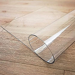 Clear PVC Desk Chair Mat 1.5mm Clear Plastic Vinyl Rug Protector Cover, Family & Pet Friendly Transparent Mat HD Transparent Carpet Hallway Hardwood Floors Mat Protect Pad,60/80/90/100/120/140cm Wide