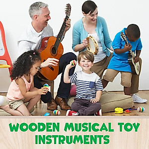 Funky Egg Musical Handmade Shakers Maracas for Kids 4 -Pack Natural, Wooden Egg Fillers Percussion Instruments - Montessori Sound Making Shakers - Sensory for Girls, Boys