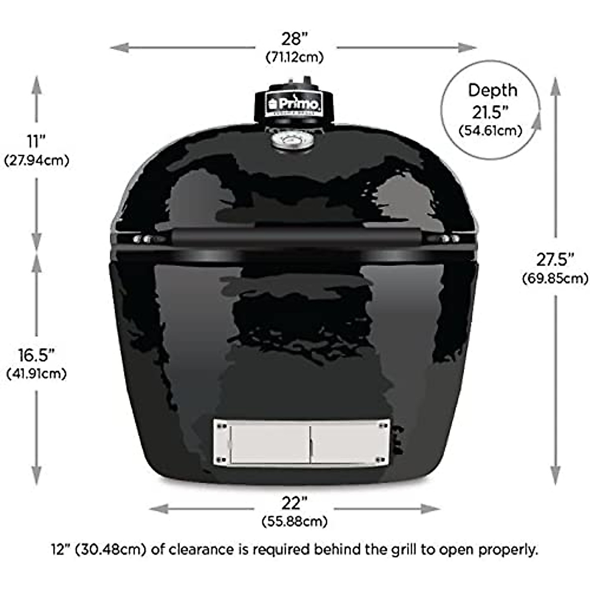 AMS Fireplace Primo Kamado Ceramic Cooker Grill Oval XL 400 With Stainless Steel Grates - charcoal outdoor grilling smocking roasting backing - PGCXLH, black, 28 Width, 21.5 Depth, 27-1/2 Hight