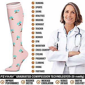 FEYHAY Copper Compression Socks (5 Pairs) 15-20 mmHg Circulation is Best Athletic & Daily for Men & Women, Running, Climbing