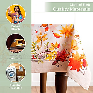 Maison d' Hermine 100% Cotton Table Cover - 60"x90" Rectangle Decorative Tablecloth - Washable Tablecloths for Dining, Home, Farmhouse & Party - for Thanksgiving & Christmas - Amarante Collection