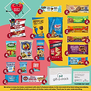 Gift A Snack - Back To School Gifts For Students Healthy Snack Box Care Package + Greeting Card (60 Count) Birthday Treats Gift Basket, Nutritious Granola Breakfast Bars - Food Assortments & Variety