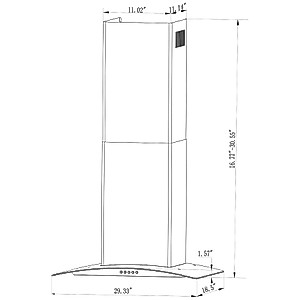 AKDY RH0475CFL Range Hood, 30 in, Black Painted