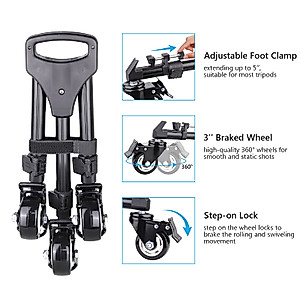 Video Tripod with Heavy Duty Tripod Dolly ARTCISE Professional Heavy Duty Tripod for DSLR Cameras Video Camcorders, Load Capacity Up to 20 Pounds …
