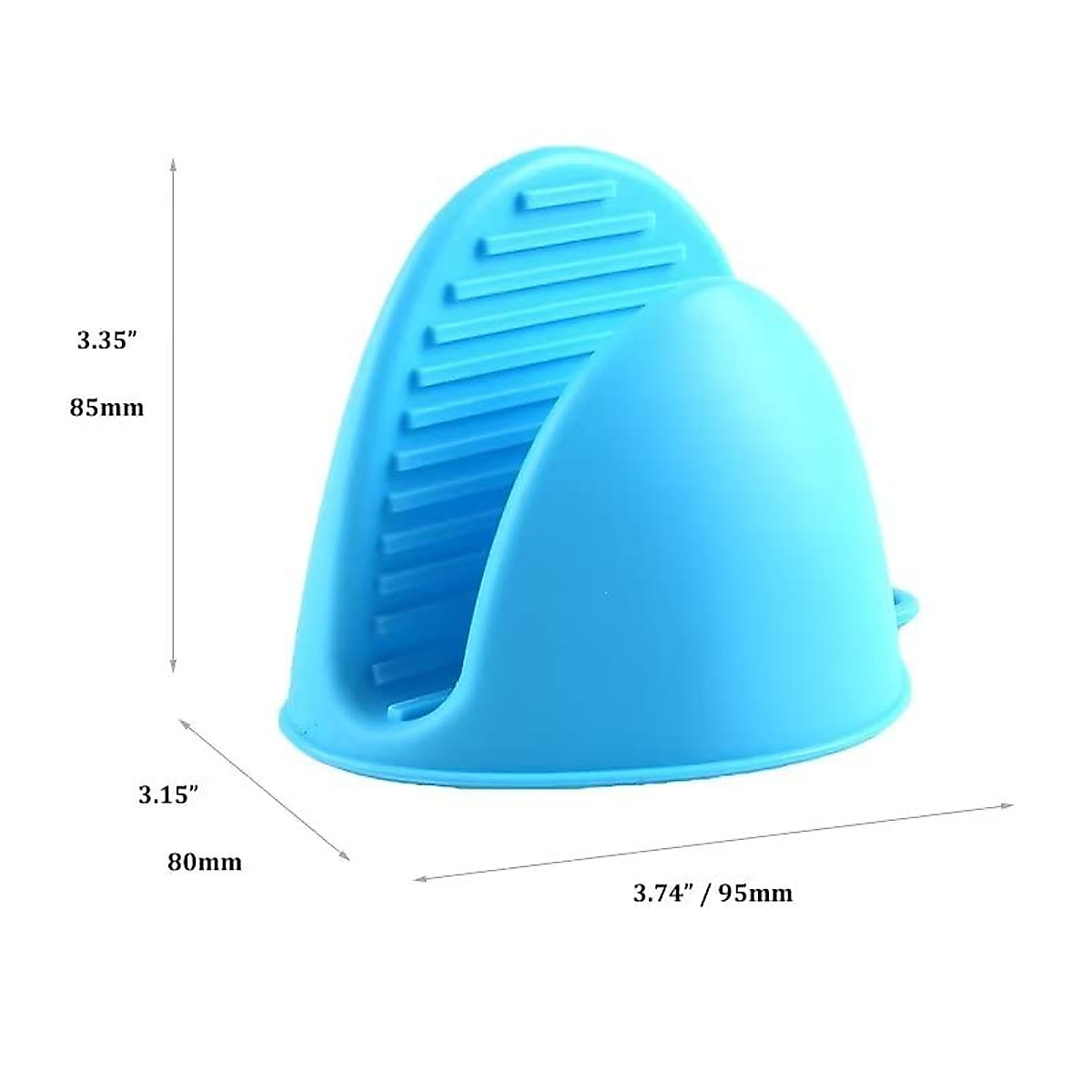 Silicone Oven Mitts Heat Resistant - Mini Silicone Pot Holder for Kitchen Mini Mittens Cute Potholders Rubber Air Fryer Mitts Thicken Mini Oven Gloves for Cooking Baking, Blue