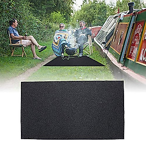 Under the Grill Mat, Fireproof BBQ Rug Ground Protective Anti-Slip Oily Splatter Protection Floor Scratch Prevention for Indoor Outdoor Backyard Deck Garden 124 x 75cm / 48.81 x 29.53inch Black