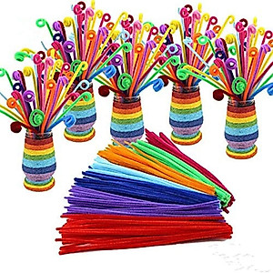 KAZETEC 100 PCS Pipe Cleaners, Chenille Stems, Pipe Cleaners Craft Supplies, 10 Colors Chenille Stems for DIY Arts Crafts Project(Multi Color)