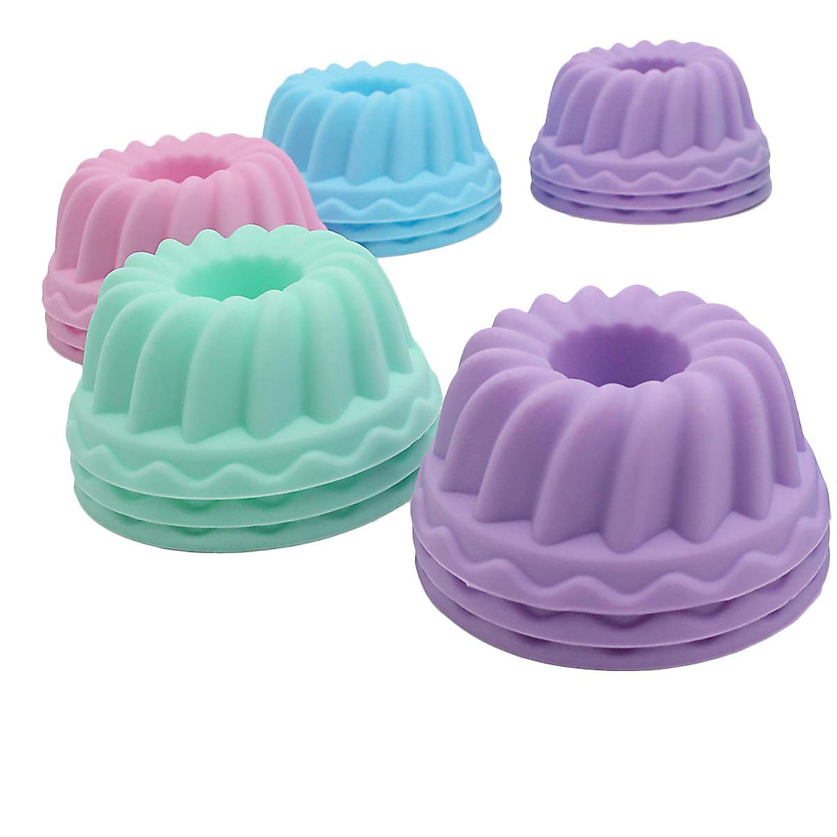 UpTuoLi Silicone Donut Pans for Baking, 12Pcs Mini bundt Pan Silicone Donut Molds, Nonstick Doughnut Muffin Pumpkin Cup Cupcake Molds Pan, Mini Fluted Tube Silicone Baking Molds