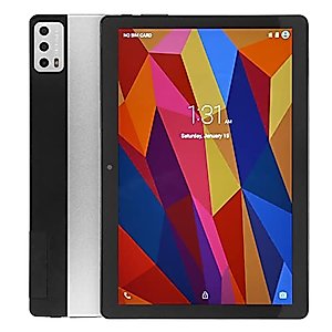 BUUA Tablet PC, 256GB ROM 10.1in Tablet 5MP 13MP Silvery for Online Video (US Plug)