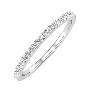 FINEROCK 1/10 Carat (ctw) 14K White Gold Ladies Diamond Stackable Anniversary Ring (Ring Size 7.75) (I1-I2 Clarity)