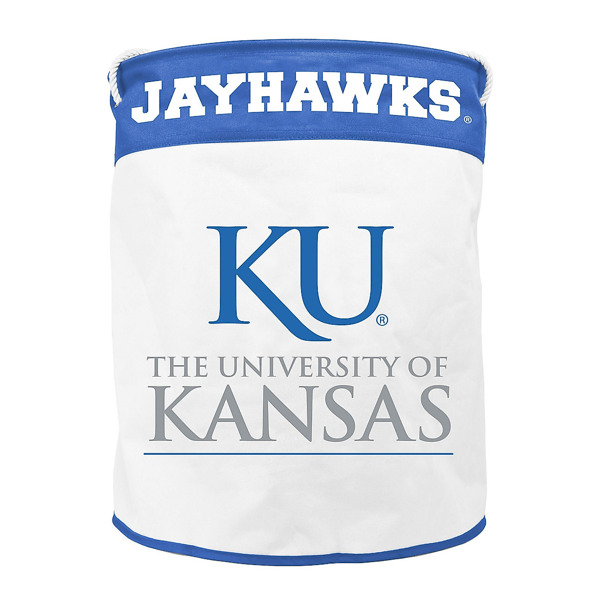 Duck House NCAA Kansas Jayhawks Canvas Laundry Basket with Braided Rope Handles